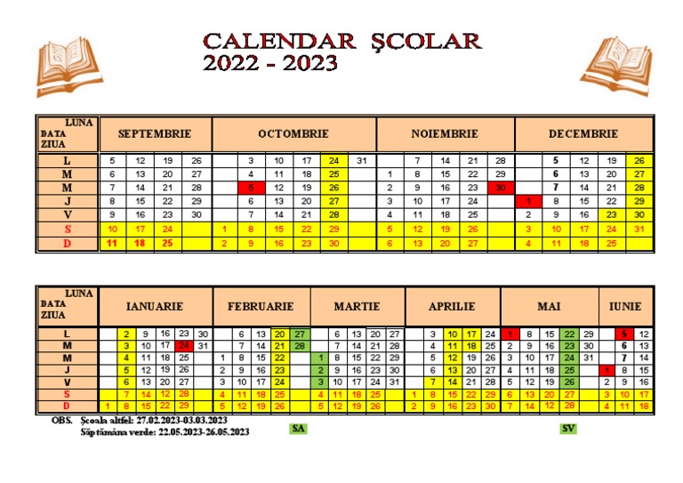 Calendar Scolar 2022-2023 | PDF