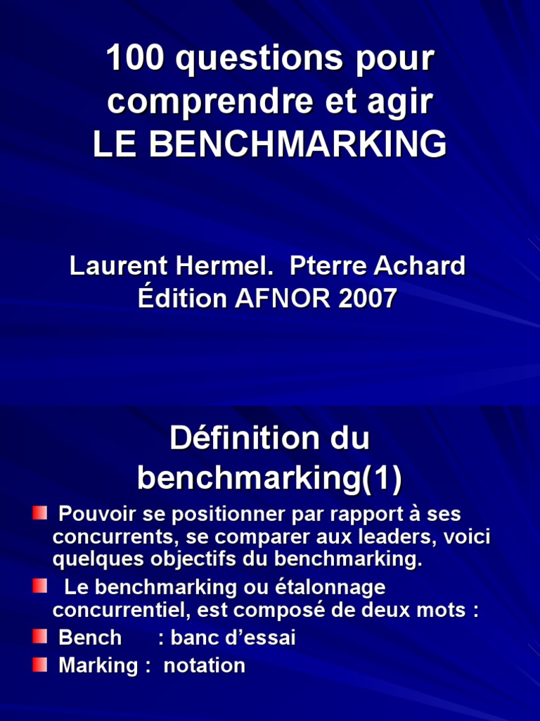 Le Benchmarking | PDF | Analyse comparative | Économie