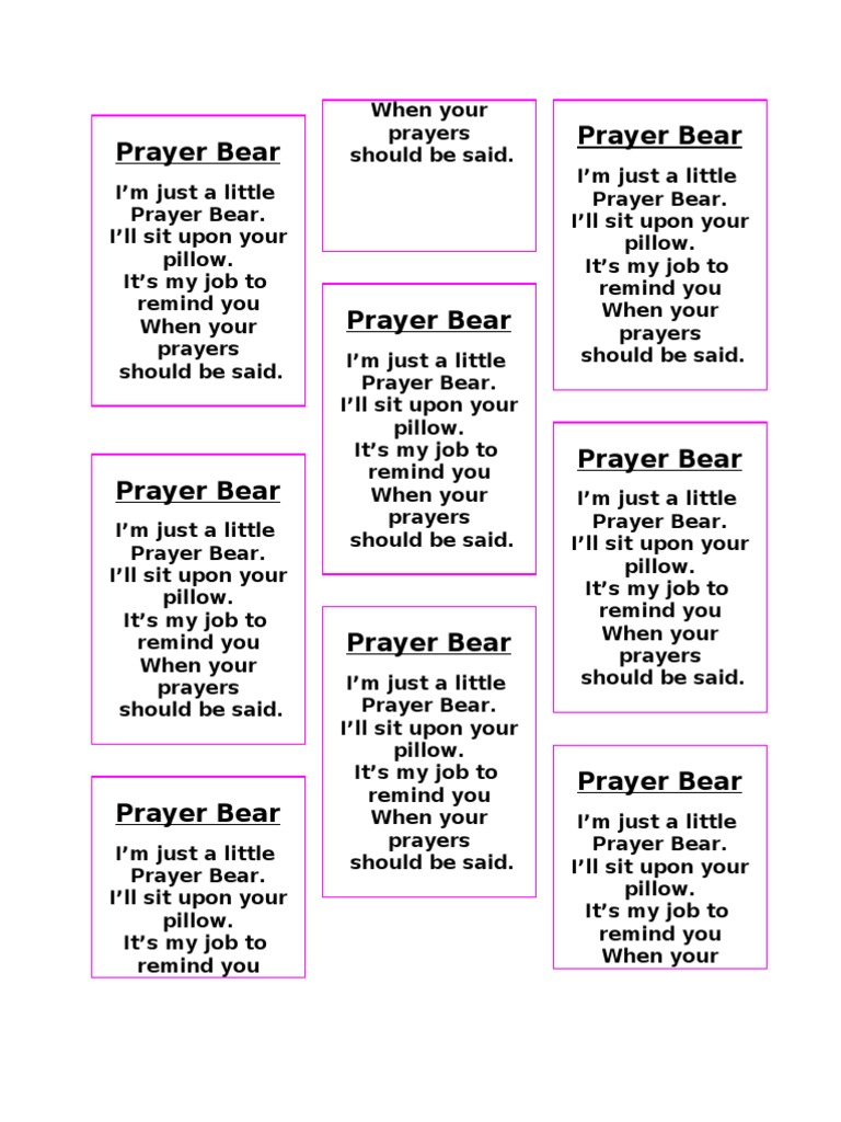 Prayer Bear: A Reminder to Pray | PDF
