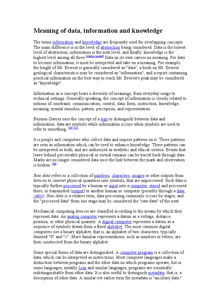 Meaning of Data | PDF | Data | Cognitive Science