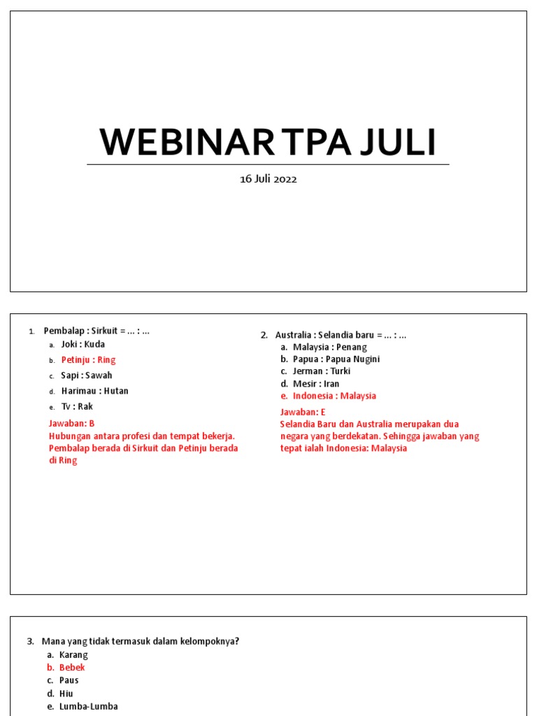 Pembahasan Webinar TPA 01 Juli | PDF