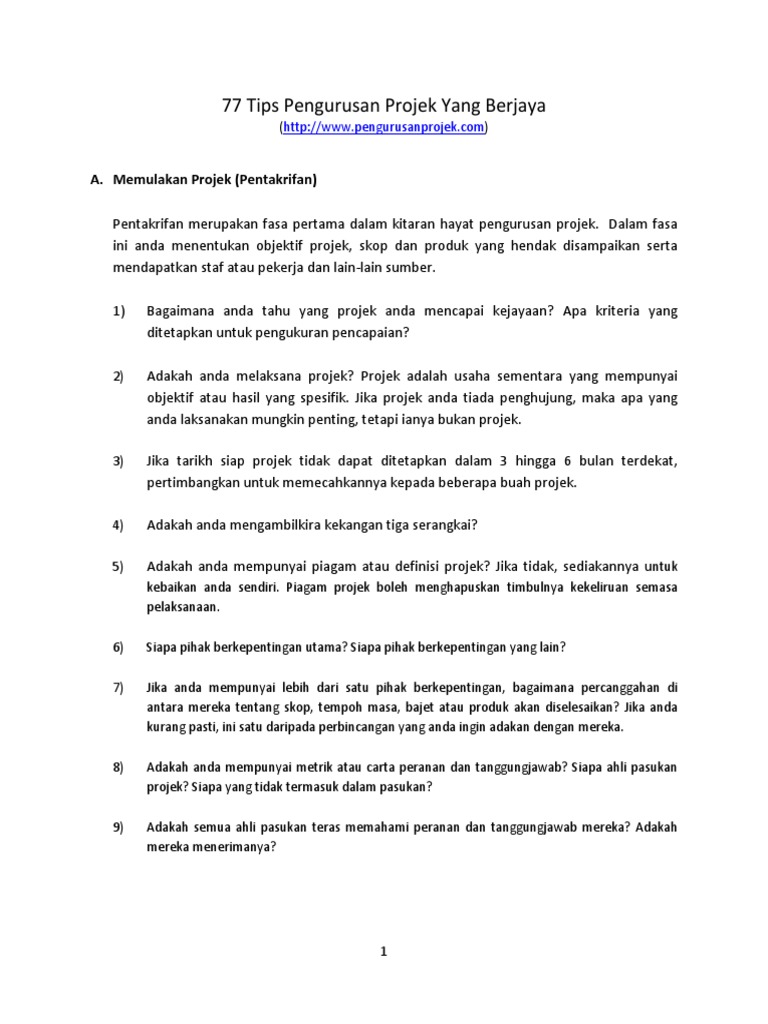 Tips Projek Berjaya | PDF