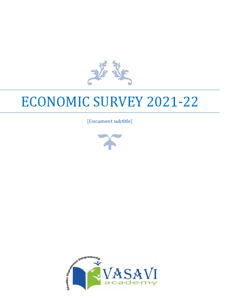 Economic Survey Summary Vasavi | PDF | Taxes | Government Budget Balance
