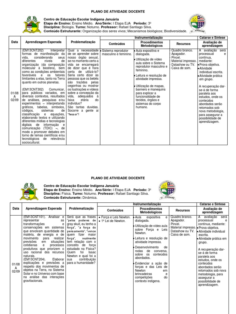 Plano Docente 5 | PDF | Aprendizado | Science