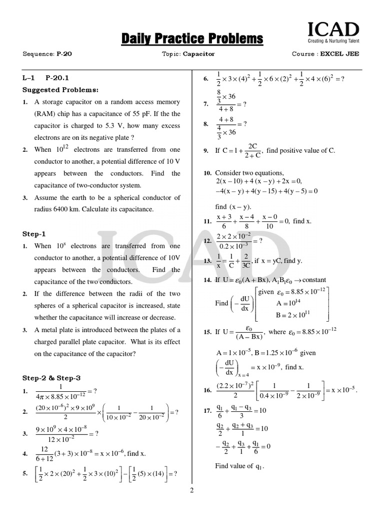 Capacitor Practice Problems and Solutions | PDF | Capacitor | Capacitance