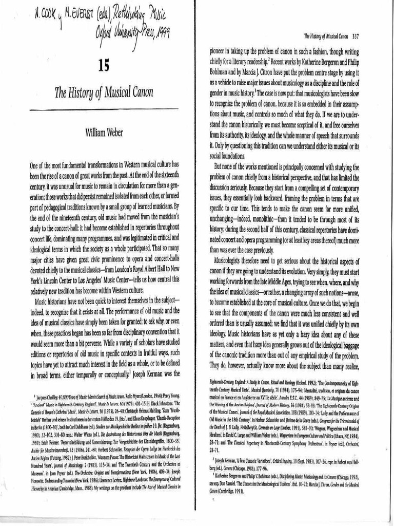 (HIS-Doutorado) OCR WEBER 1999 The History of Musical Canon | PDF ...