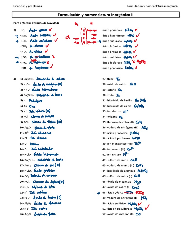 IB1 Ejercicios de Formulación Inorgánica II - Ed02 Cast | PDF | Compuestos químicos | Química Física