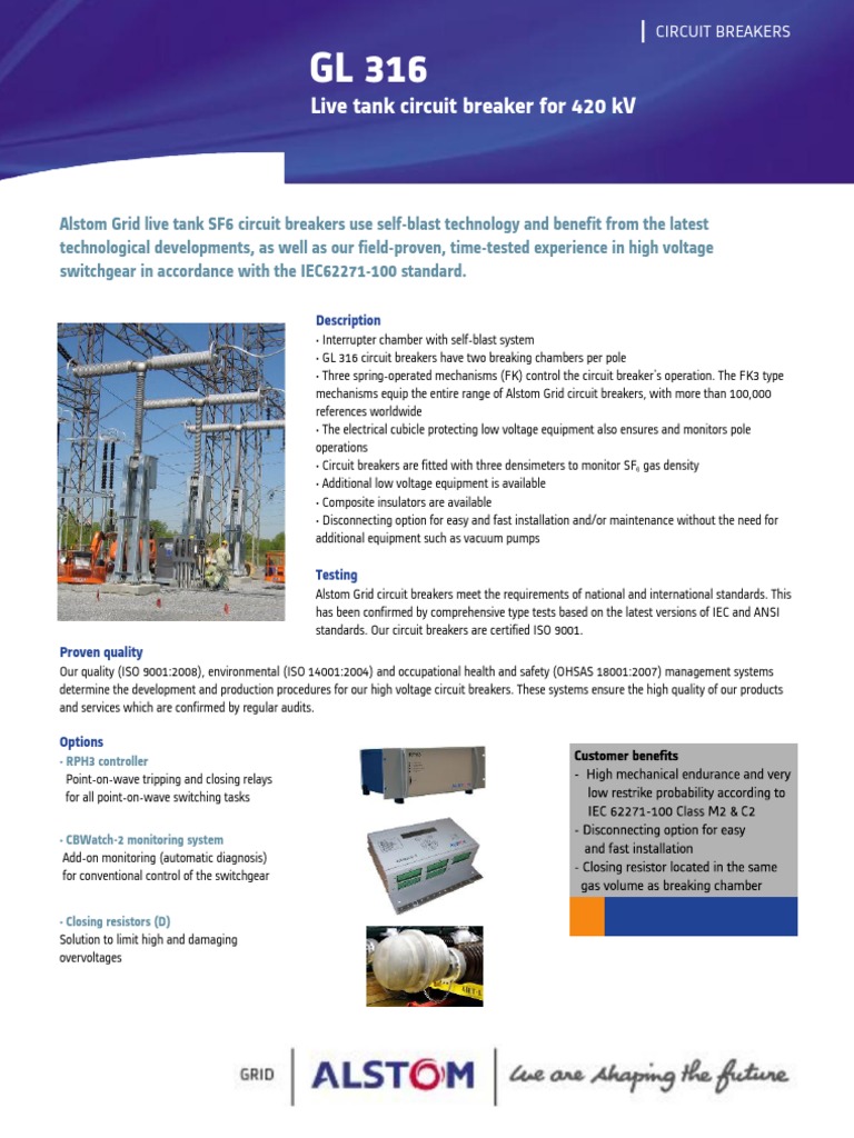 GL 316 Live Tank Circuit Breaker Overview | PDF | Equipment | Components