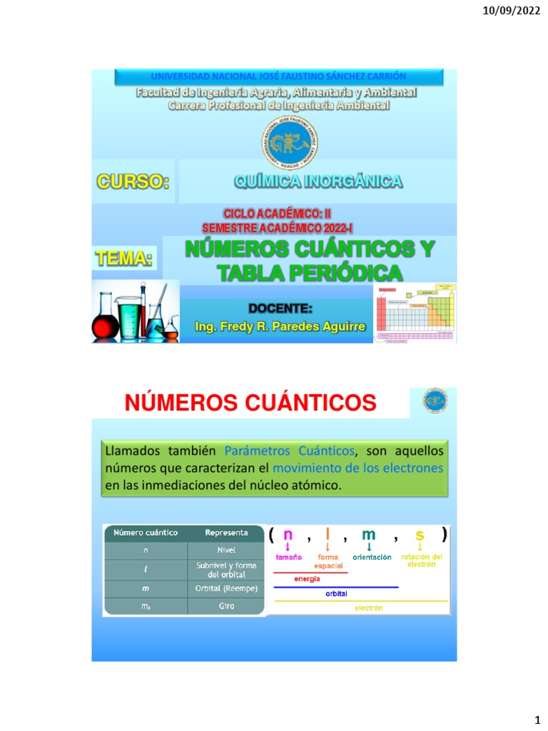 Números Cuánticos Y Tabla Periódica | PDF | Tabla periódica | Orbital ...