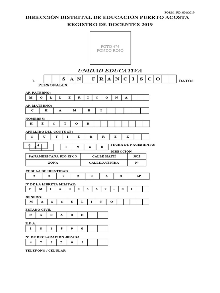 Form - RD - 001 - 2019 Kardex | PDF
