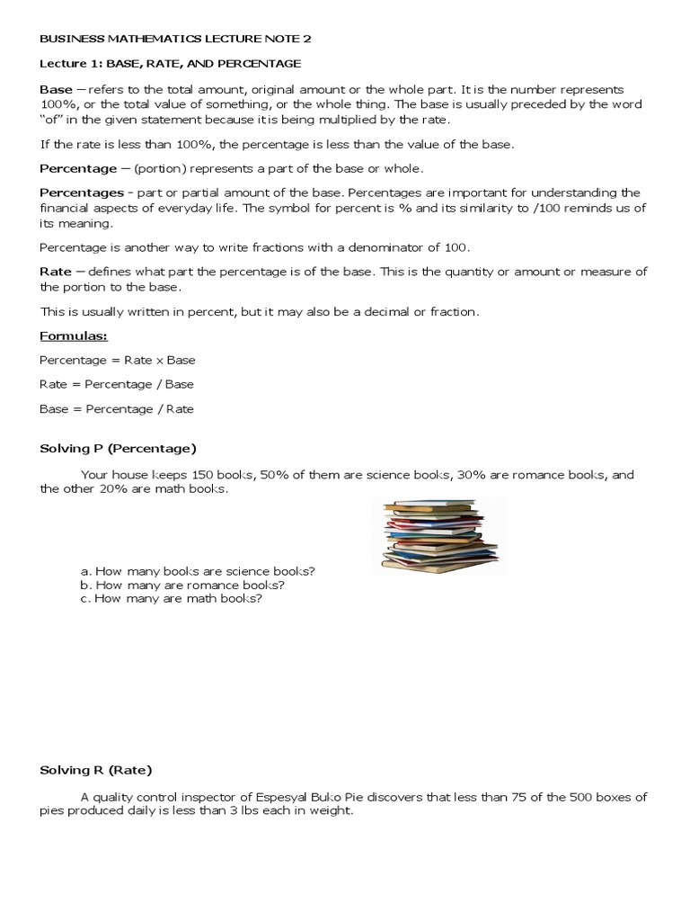 Business Mathematics Lecture Note 2 | PDF | Percentage | Ratio