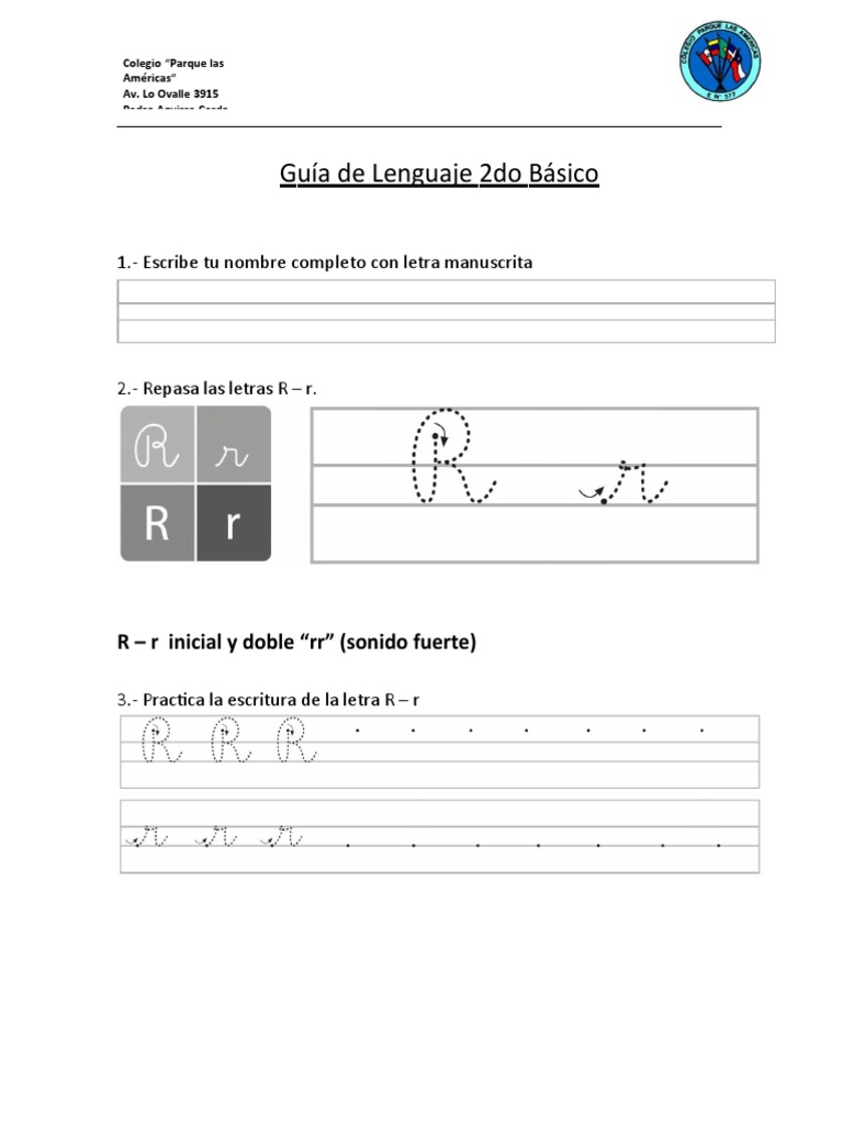 Guía de práctica de las letras R y rr para estudiantes de segundo ...