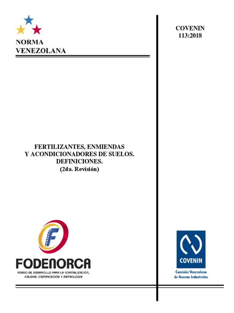 Covenin 113:2018 | PDF | Fertilizante | Nutrientes