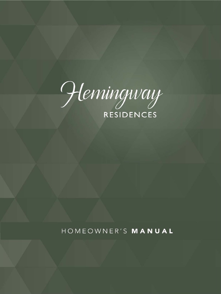 Hemingway Residences - Phase2 - Homeowners' Manual (CA Reviewed) | PDF