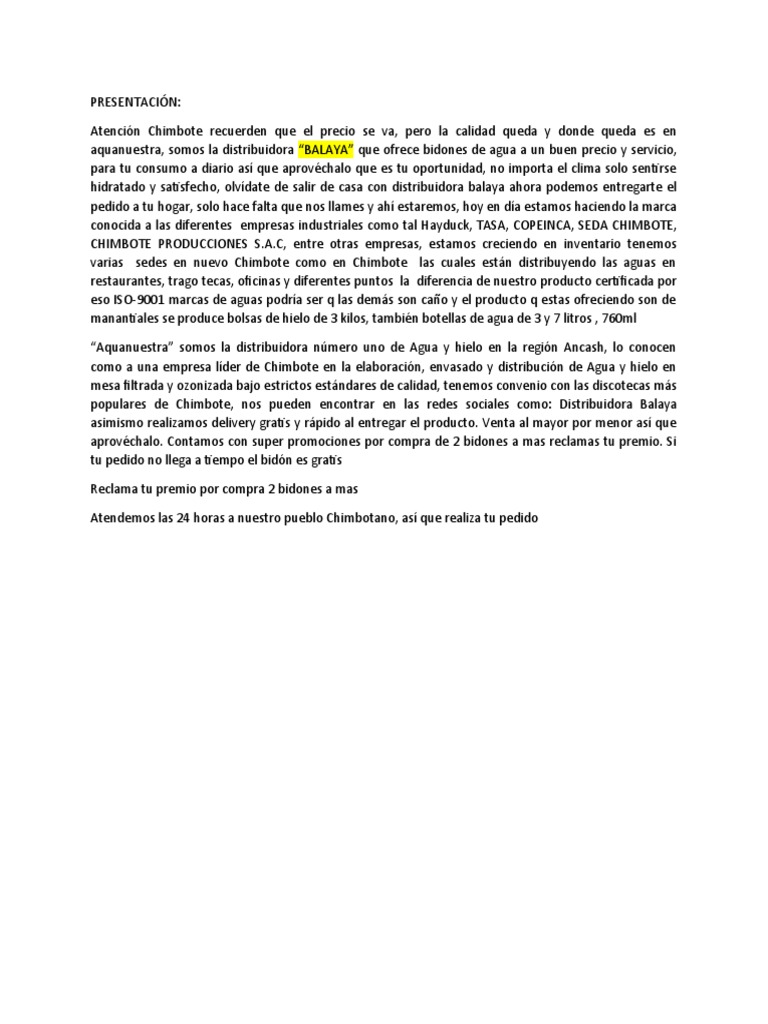 Presentación Balaya | PDF