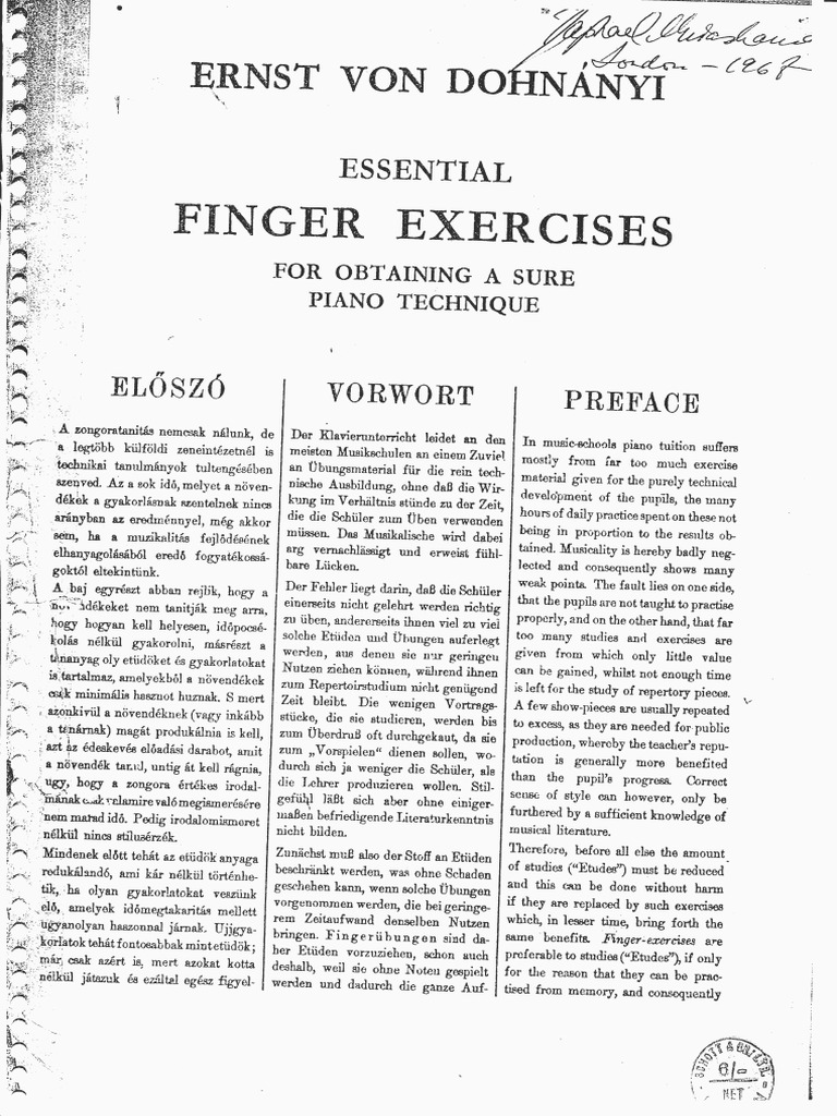 Dohnanyi - Essential Finger Exercises | PDF