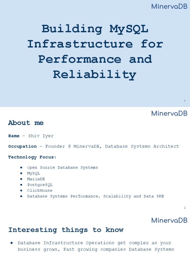 Building MySQL Infrastructure For Performance and Reliability | PDF ... Building MySQL Infrastructure For Performance and Reliability | PDF ...