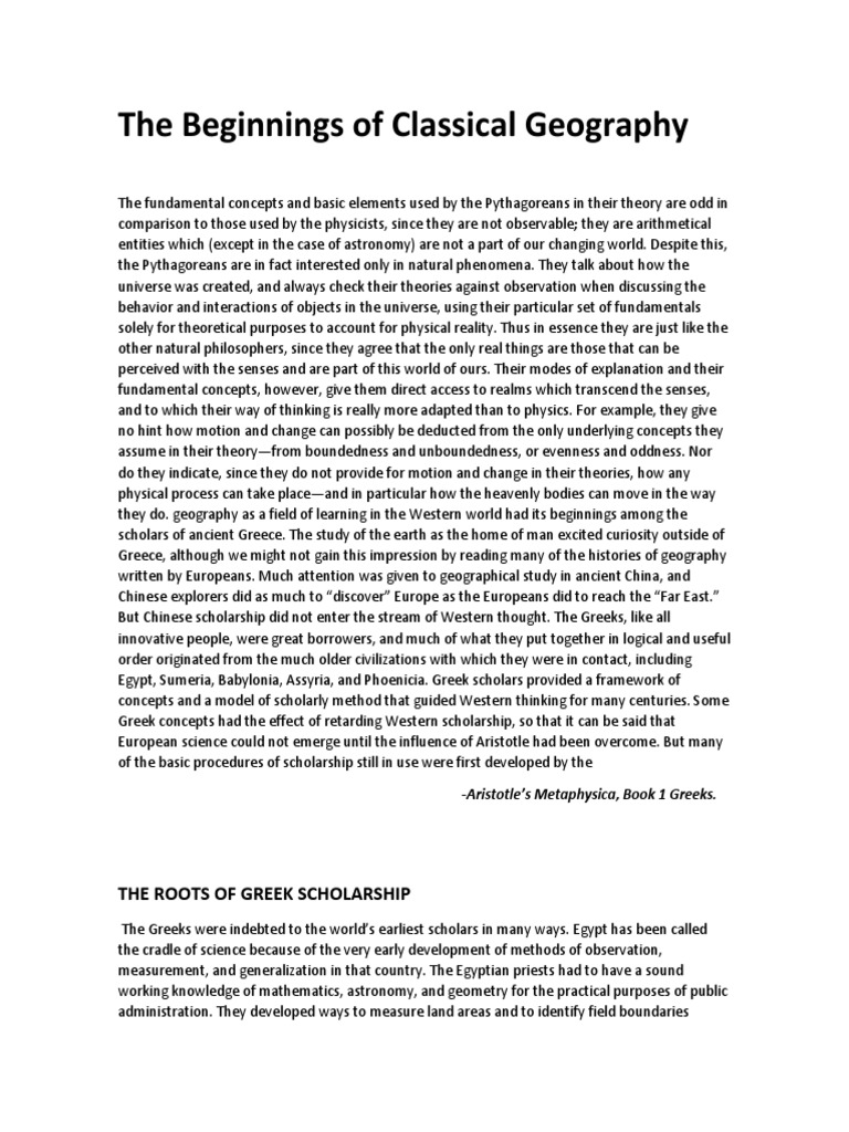 The Beginnings of Classical Geography | PDF