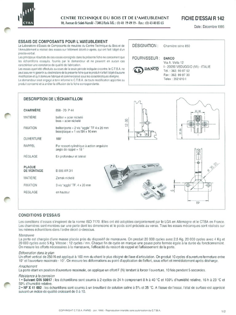 08 Ficha Tecnica Bisagras Danco | PDF