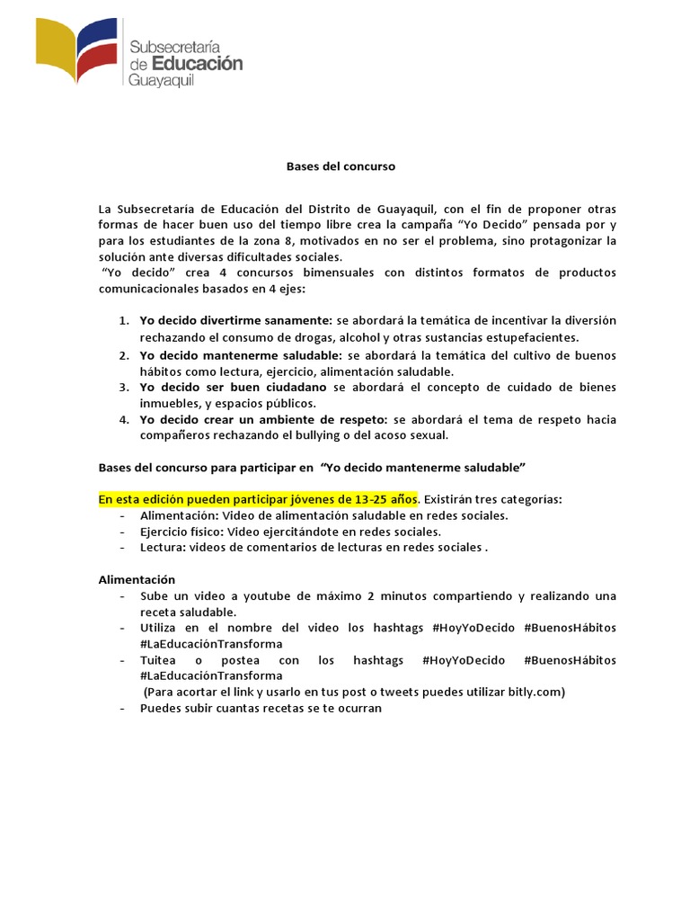 Bases Del Concurso Yo Decido Ser Un Buen Ciudadano | PDF