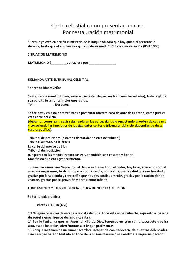 Corte Celestial Como Presentar Un Caso | PDF | Oración | Pecado