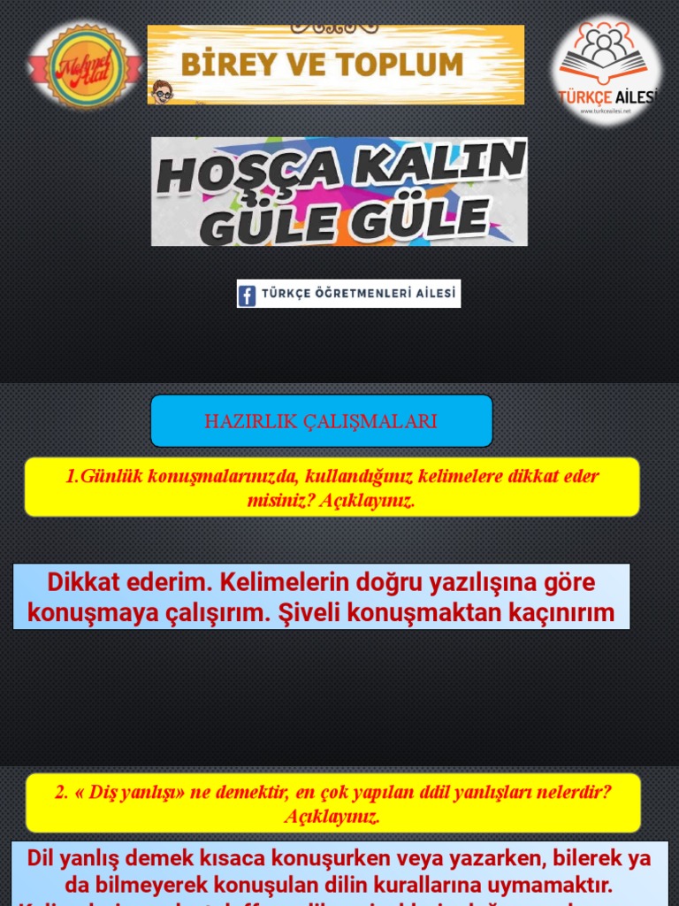 5.SINIF HOŞÇA KALIN GÜLE GÜLE Metninin Sunumu | PDF