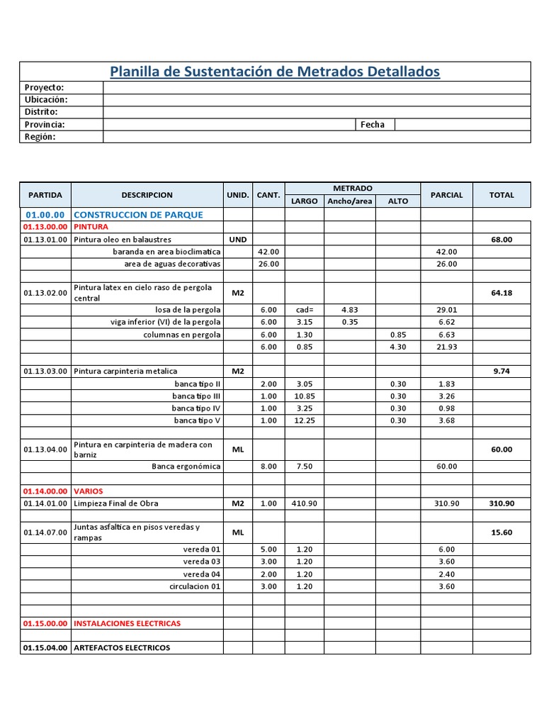 Metrados Facil Word | PDF | Elementos arquitectónicos