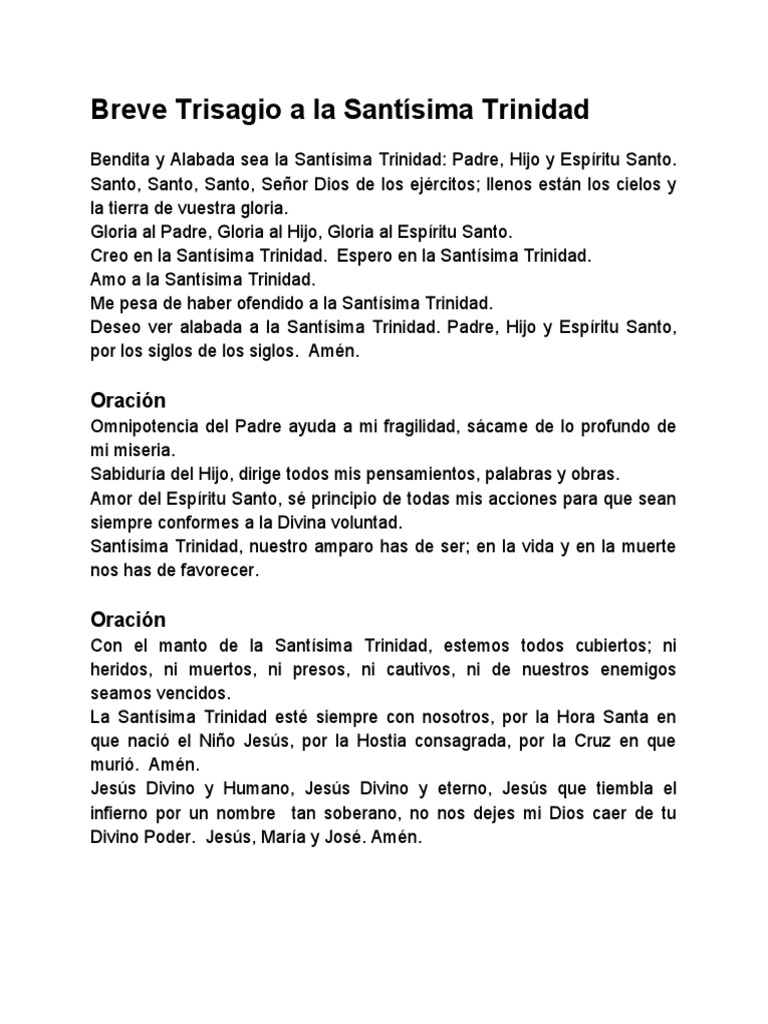 Breve Trisagio A La Santísima Trinidad | PDF