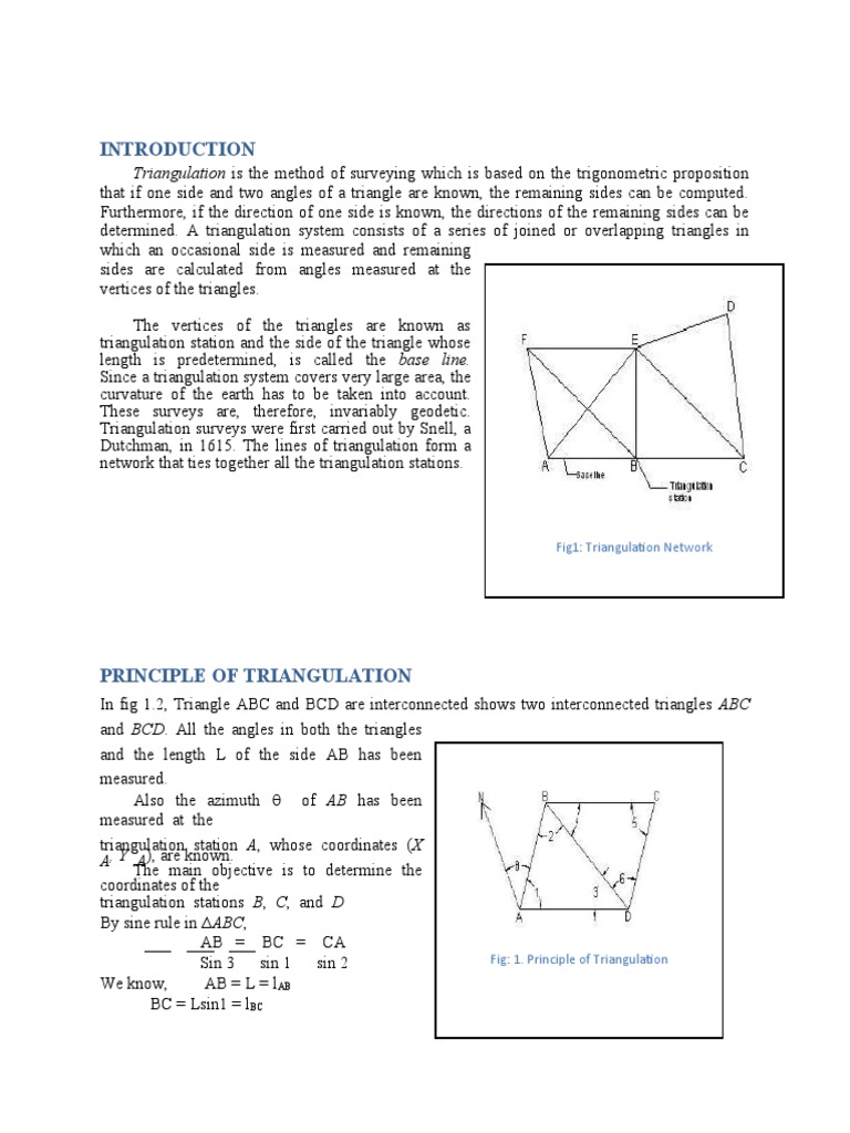 Triangulation | PDF | Triangle | Surveying