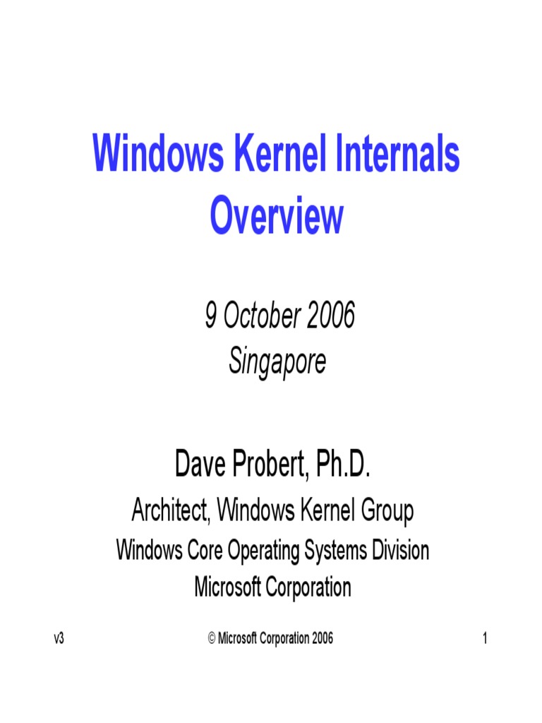 Singapore WindowsKernelOverview | PDF