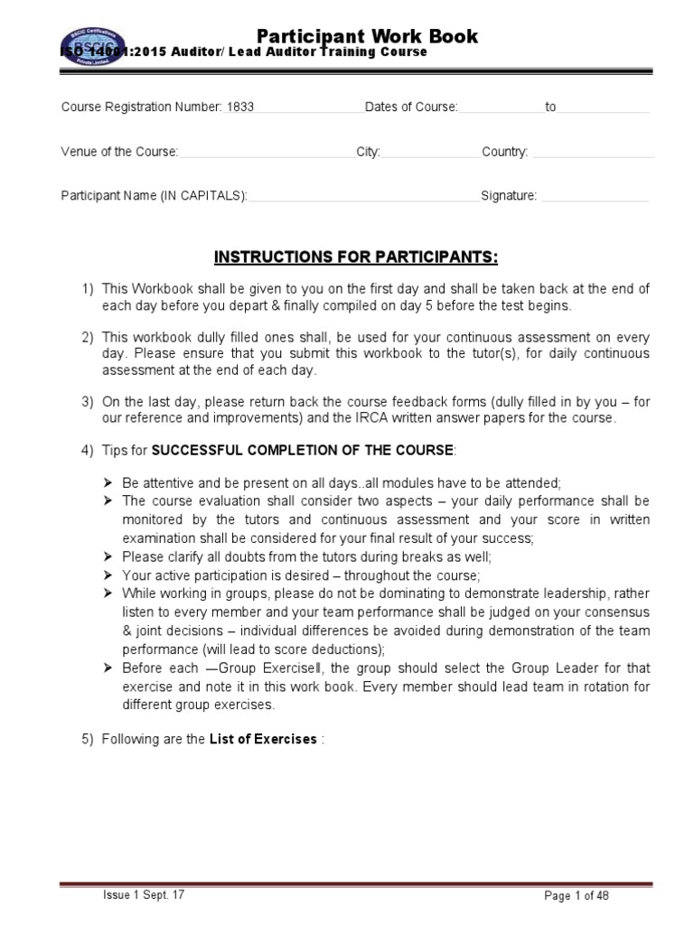 Participant Workbook (1) | PDF | Audit | Waste
