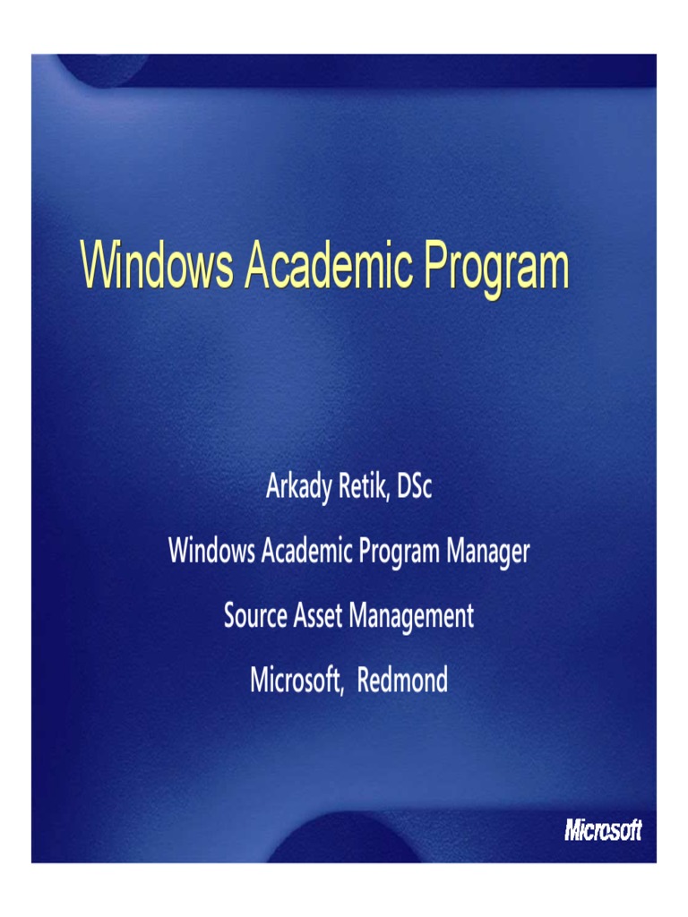 WindowsAcademicProgramSingaporeWorkshopOct2006 Retik 1 | PDF | Microsoft Windows | Kernel ...