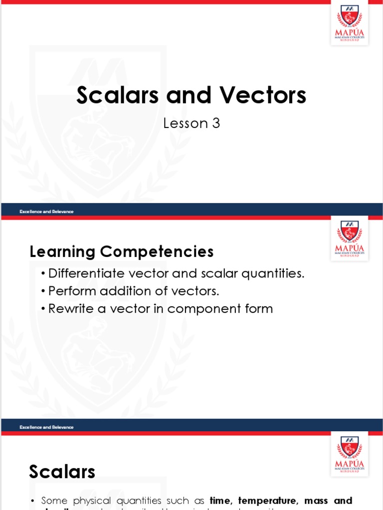 Scalars And Vectors Pdf Euclidean Vector Velocity