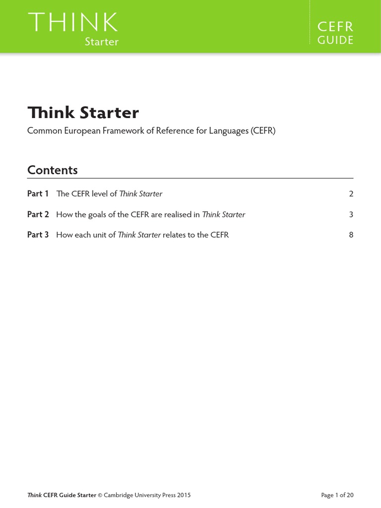 Think Starter CEFR Guide | PDF | Sociolinguistics | Vocabulary