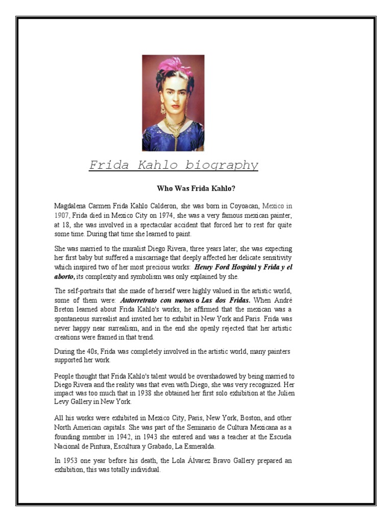 Frida Kahlo Biography | PDF | The Arts