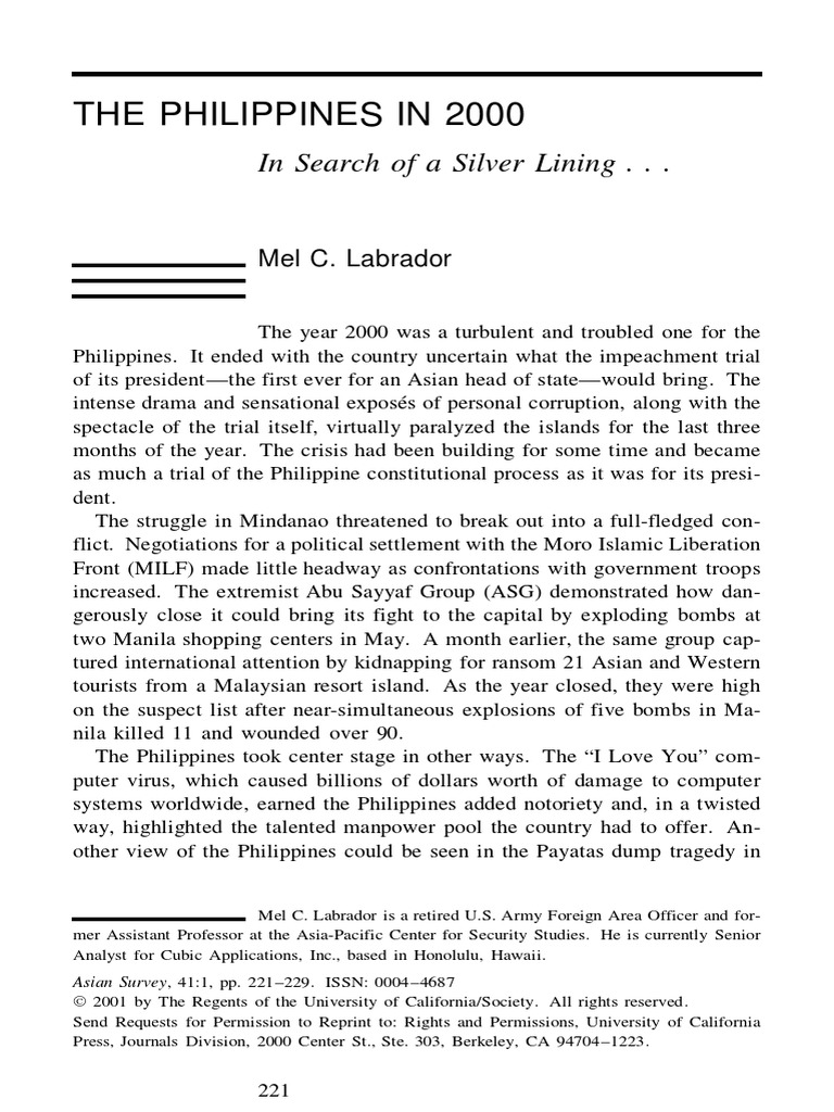 The Philippines in 2000 | PDF