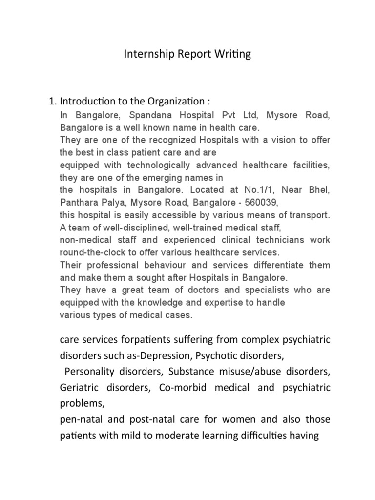 Internship Report on Spandana Hospital | PDF | Intellectual Disability ...
