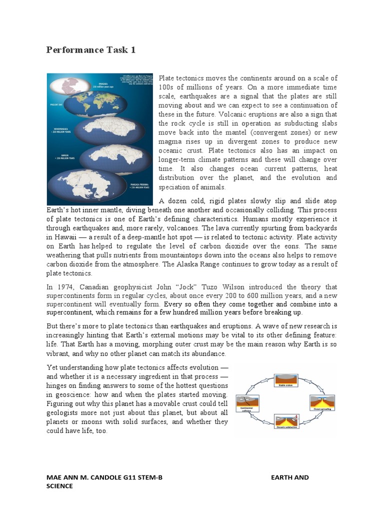 Performance Task 1 | PDF | Plate Tectonics | Earth