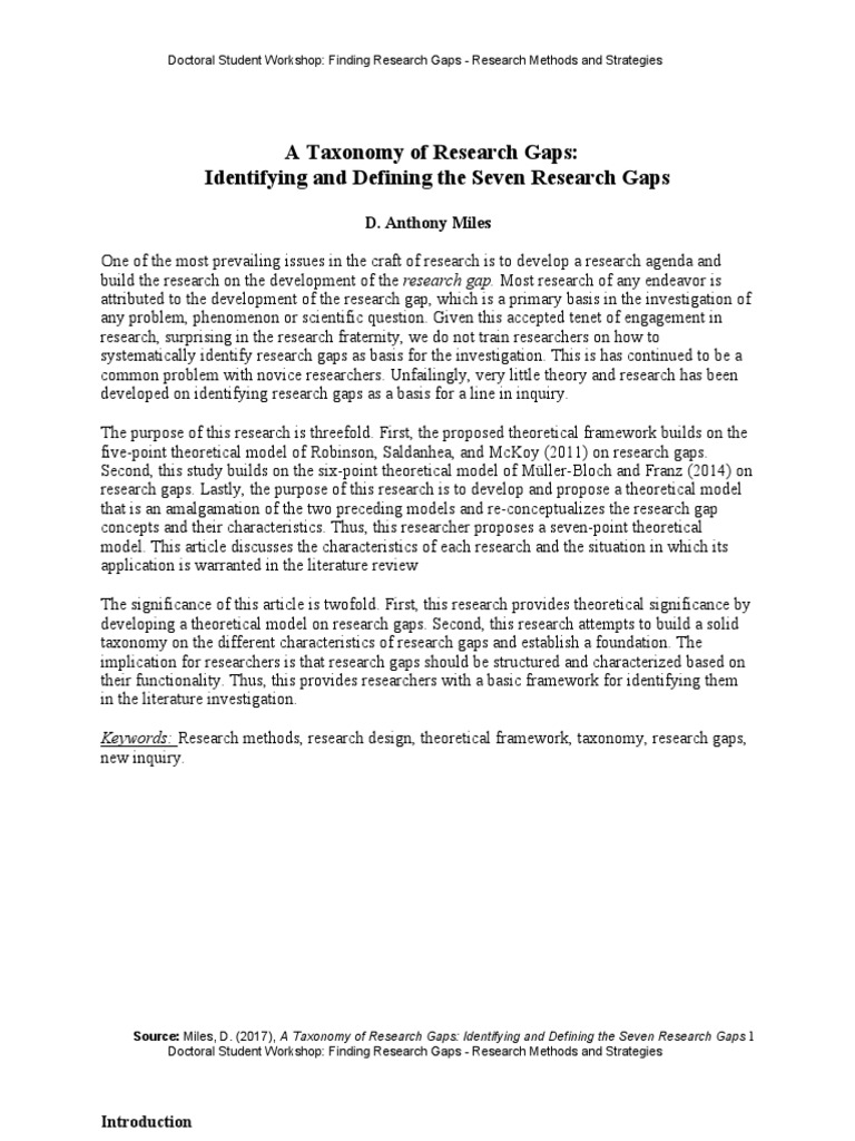 2017 A Taxonomy of Research Gaps | PDF | Theory | Evaluation
