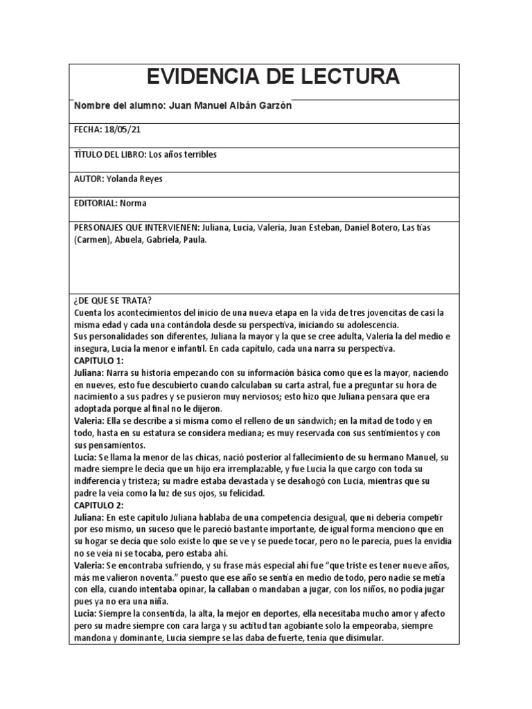Evidencia de Lectura (Libro Personal) | PDF | Amor