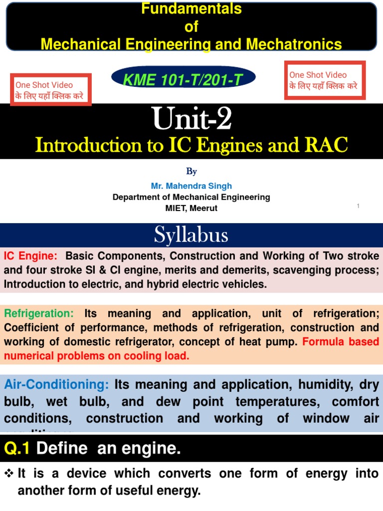 UNIT-2 IC Engine & RAC | PDF | Internal Combustion Engine | Hybrid Electric Vehicle