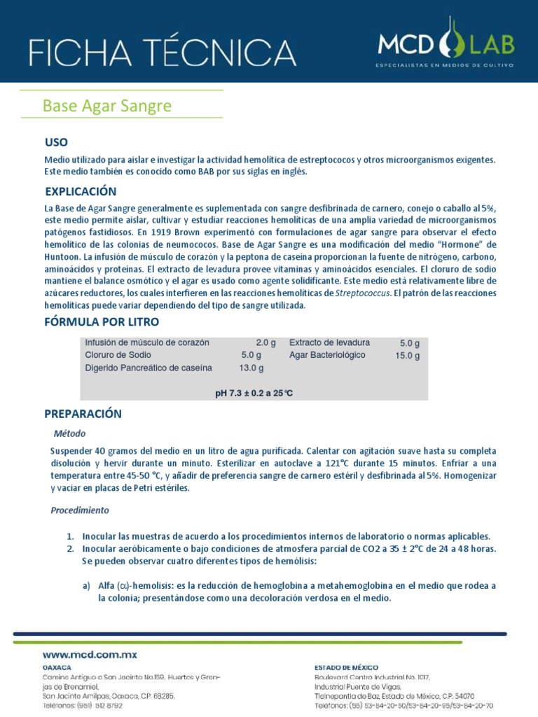 Base de Agar Sangre: Preparación y Uso | PDF | Microbiología ...
