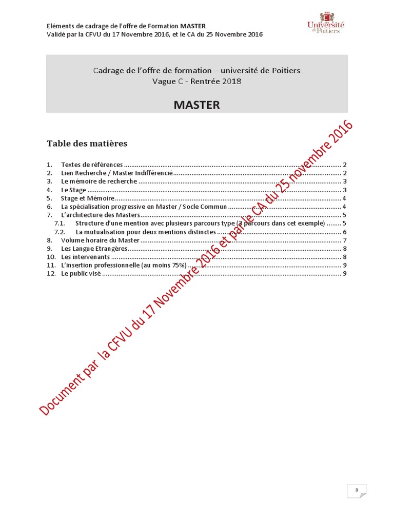Cadrage of Master Valide Cfvu Et CA 2 | PDF | Doctorat