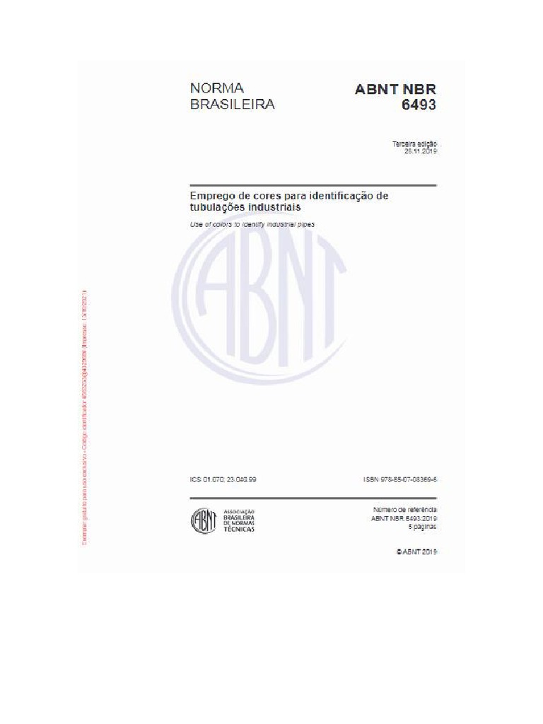 ABNT NBR 6493-2019 - Emprego de cores para identificação de tubulações ...