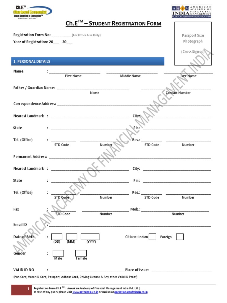 CHE Registration Form | PDF | Government And Personhood | Government