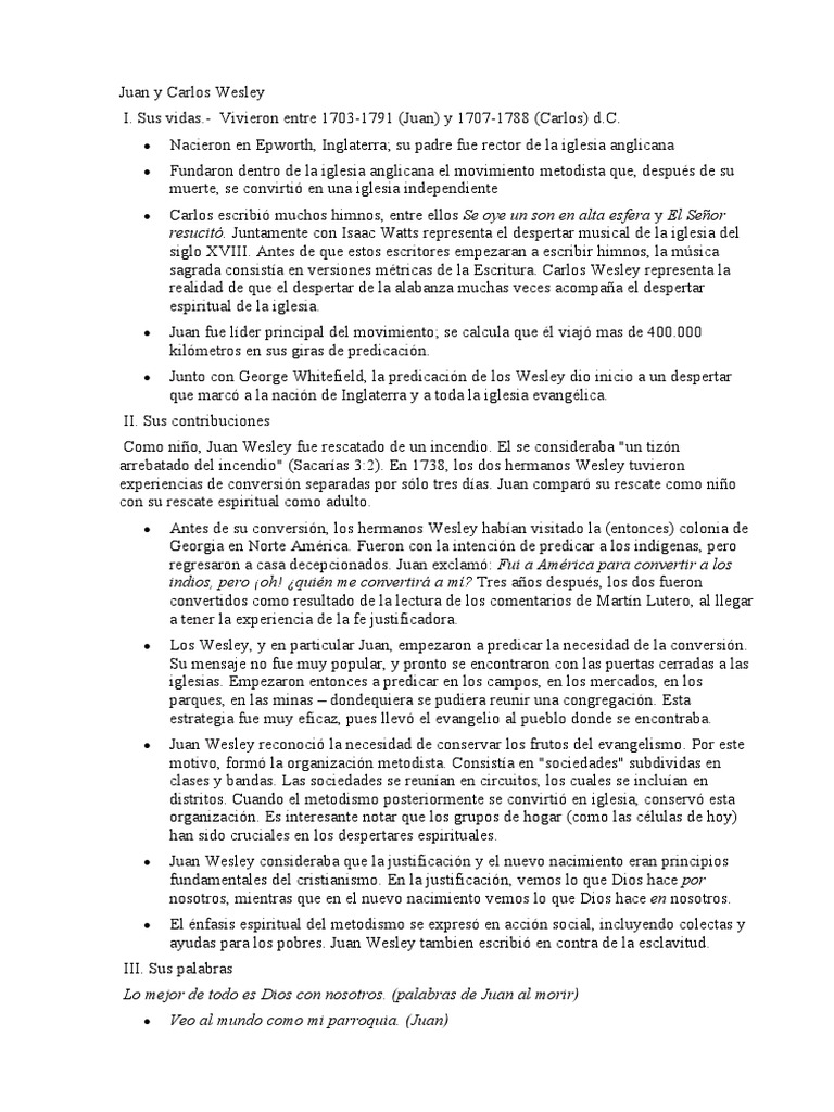 Juan y Carlos Wesley | PDF | metodismo | Religiones abrahámicas