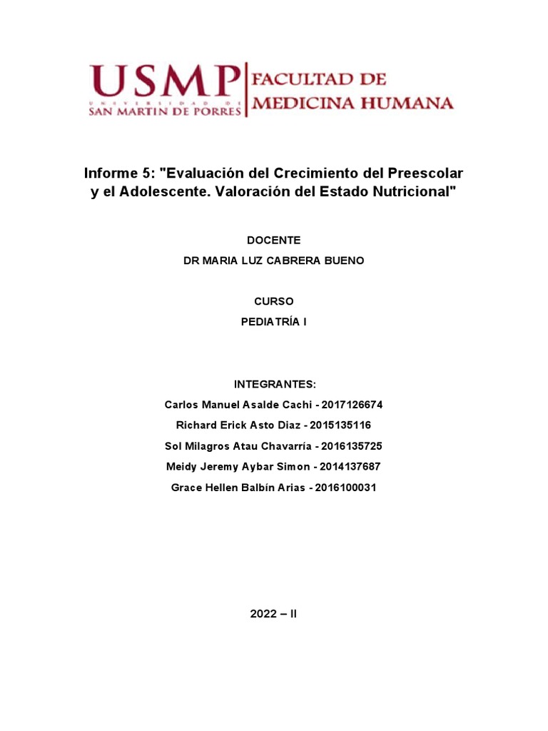 Informe 5 | PDF | Índice de masa corporal | Causas de la muerte