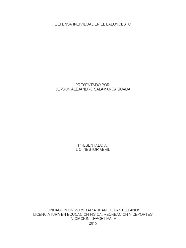 Principios de Defensa Individual en Baloncesto | PDF | Defensor ...