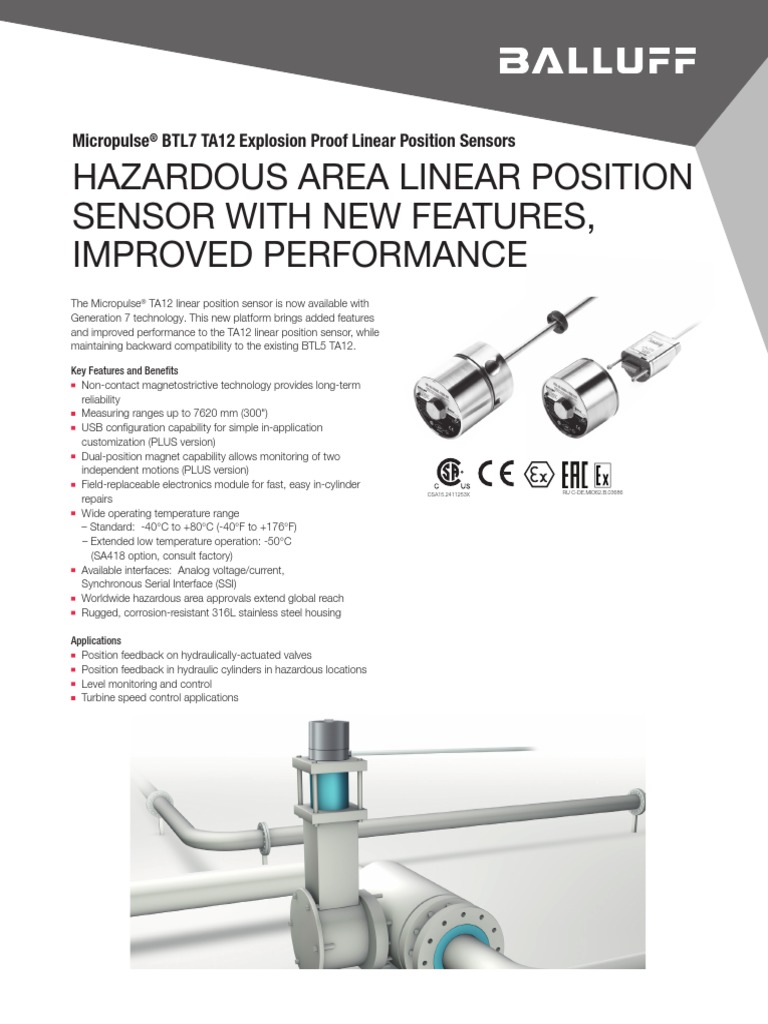 Micropulse® BTL7 TA12 Explosion Proof Linear Position Sensors | PDF ...