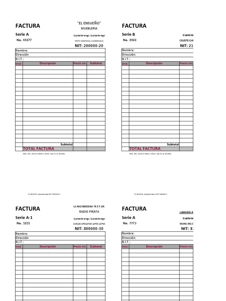 Ejemplos de Facturas | PDF